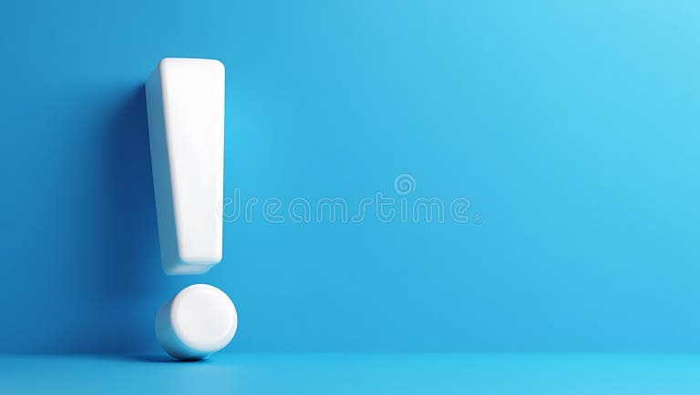 3D White Exclamation Point on Blue Background Stock Illustration ...