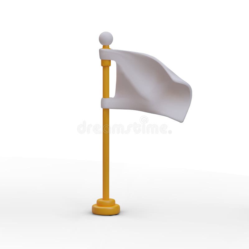 3D White Flag in Vertical Position. Generally Accepted Sign of ...