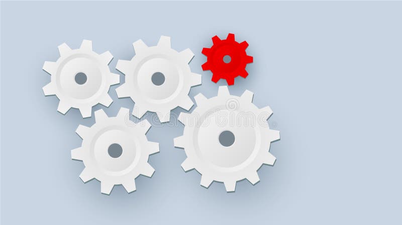 3D White Gears and Cogs on Gray, Cooperation Concept Technology ...