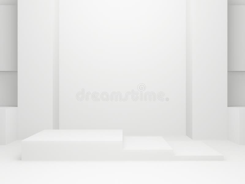3D white geometric stage stock illustration. Illustration of hall ...