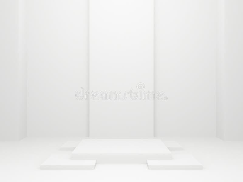 3D white geometric stage stock illustration. Illustration of blank ...
