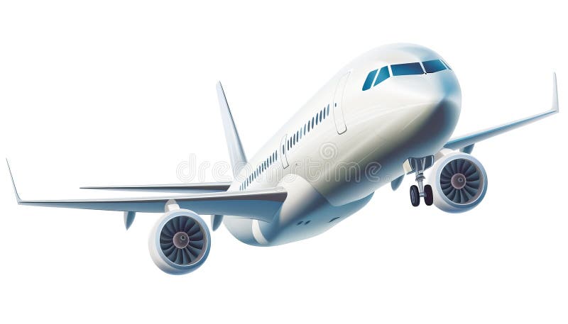 3D White Glossy Commercial Jet Airplane, 3d Illustration Stock ...