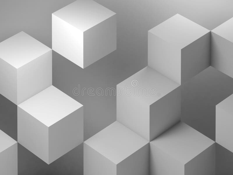 3d White and Gray Cubes Installation Stock Illustration - Illustration ...