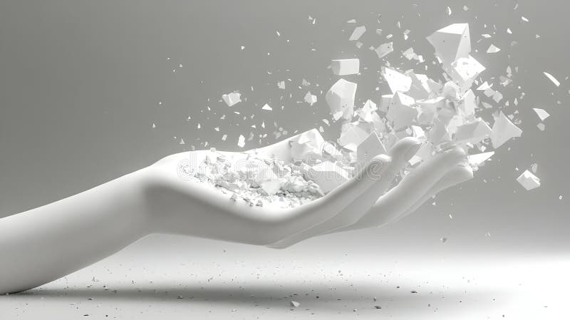 3D White Hand Crushing Fragments Illustration Stock Illustration ...