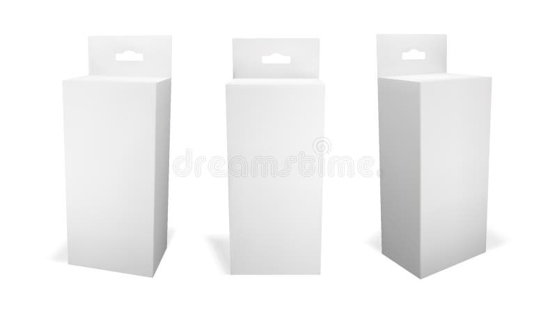 3d White Hang Box Mockup. Blank Rectangle Carton Product Pack with ...