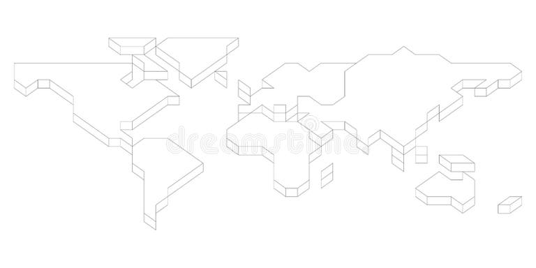 3D isometric map of World stock vector. Illustration of modern - 223427783
