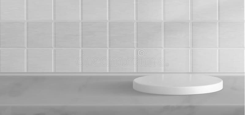 3d White Kitchen Tile Podium Platform Background Stock Vector ...