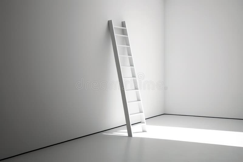3D White Ladder Over White Background. Copy Space Stock Illustration ...