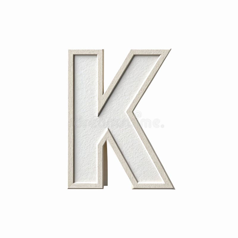 3D White Letter K with Textured Surface and Shadow on Transparent ...