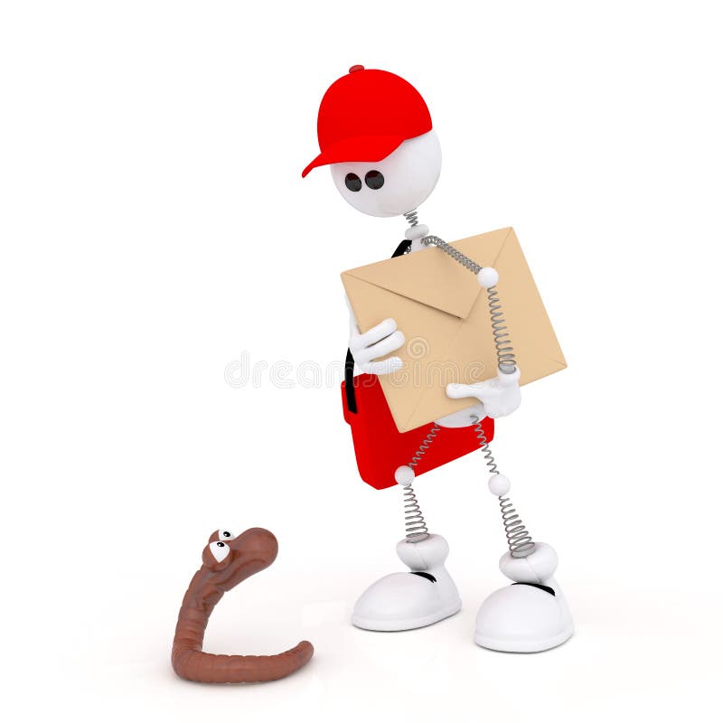 The 3D White Mail Carrier on Springs. Stock Illustration - Illustration ...