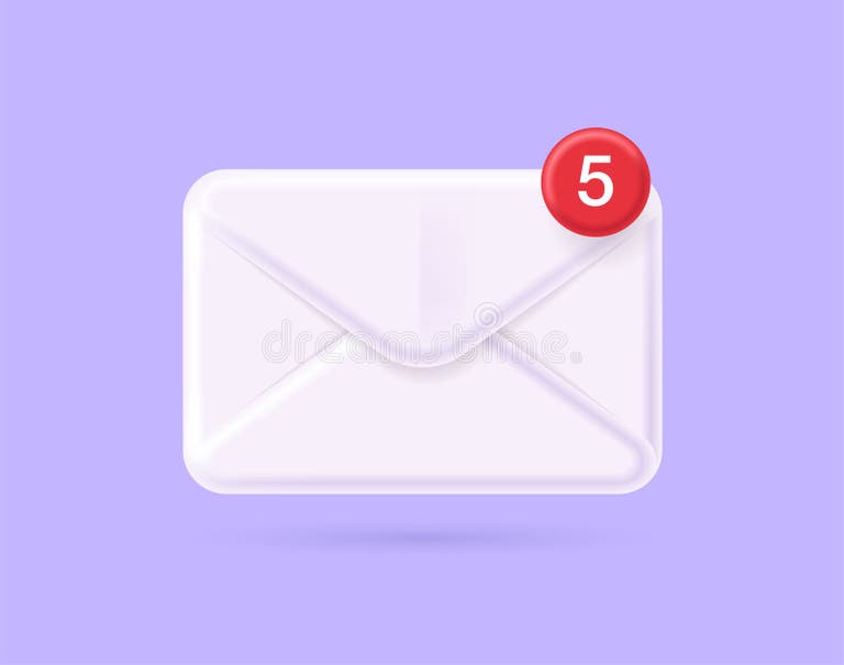 3D White Mail Envelope with Red Marker Message. 3d E-mail Icon with ...