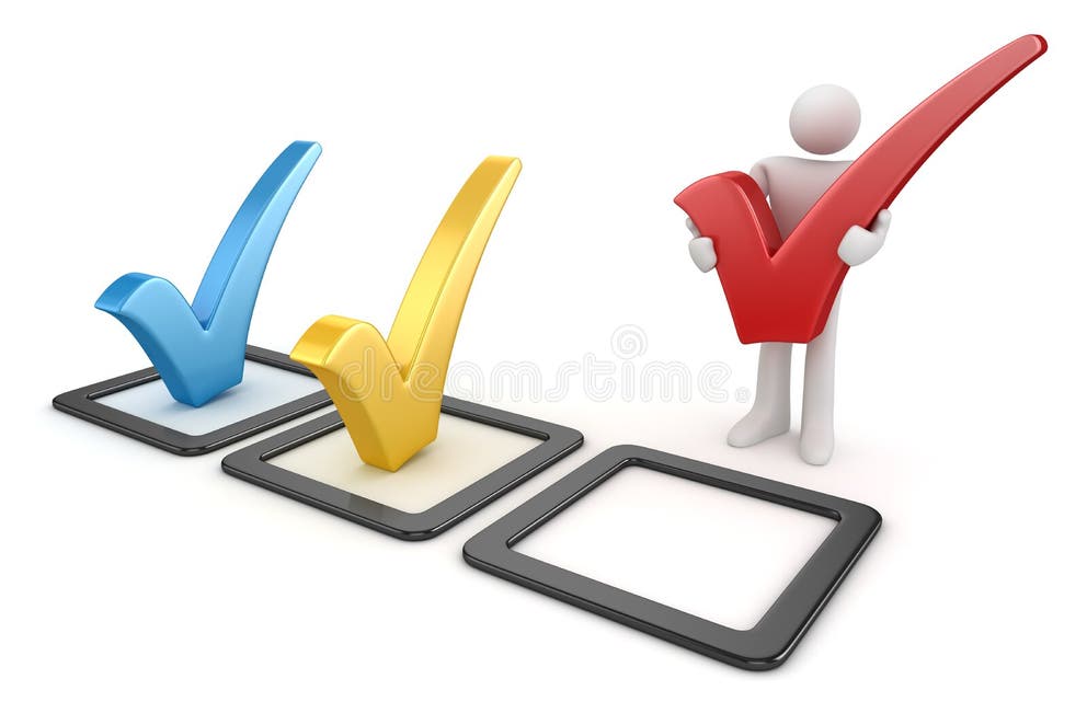3d White Man and Colorful Checkmark Symbol Stock Illustration ...
