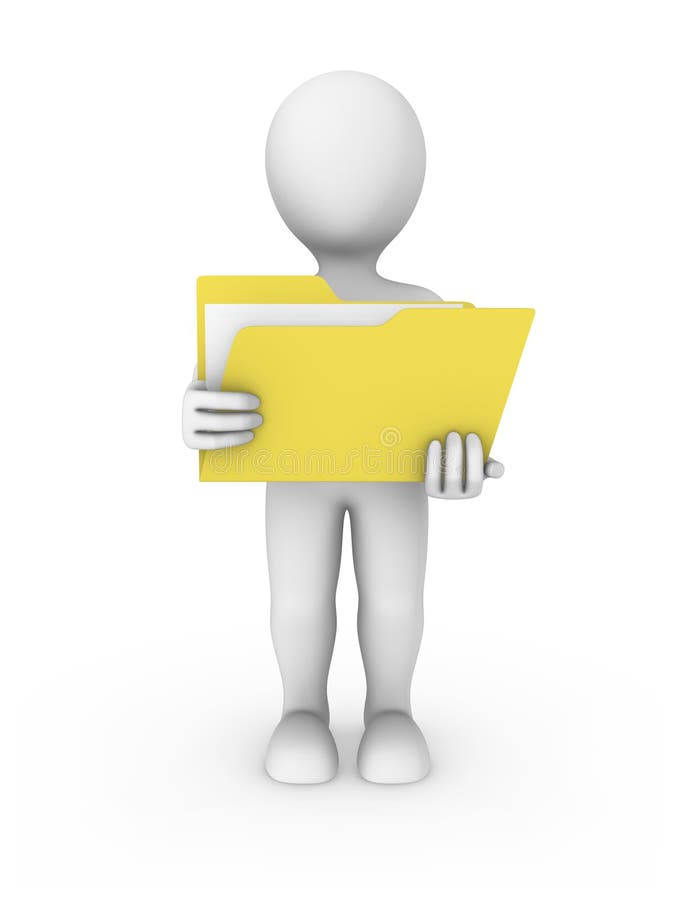 3d man and folder stock illustration. Illustration of file - 23825058