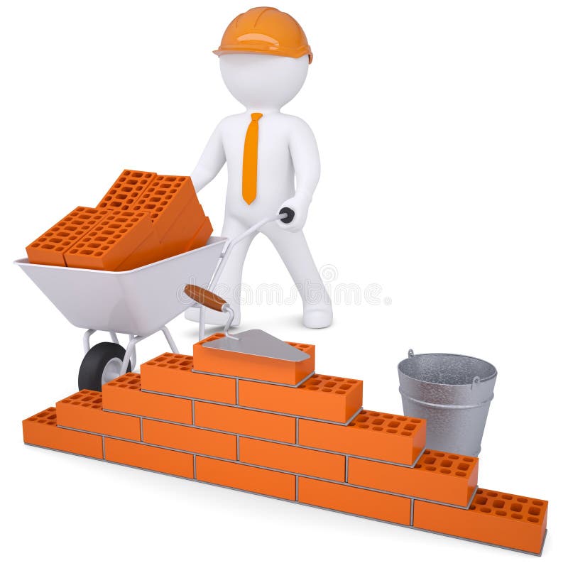3d small people - Builder stock illustration. Illustration of person ...