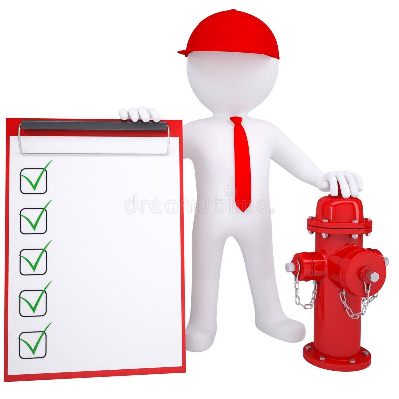 3d White Man Next To a Fire Hydrant Stock Illustration - Illustration ...
