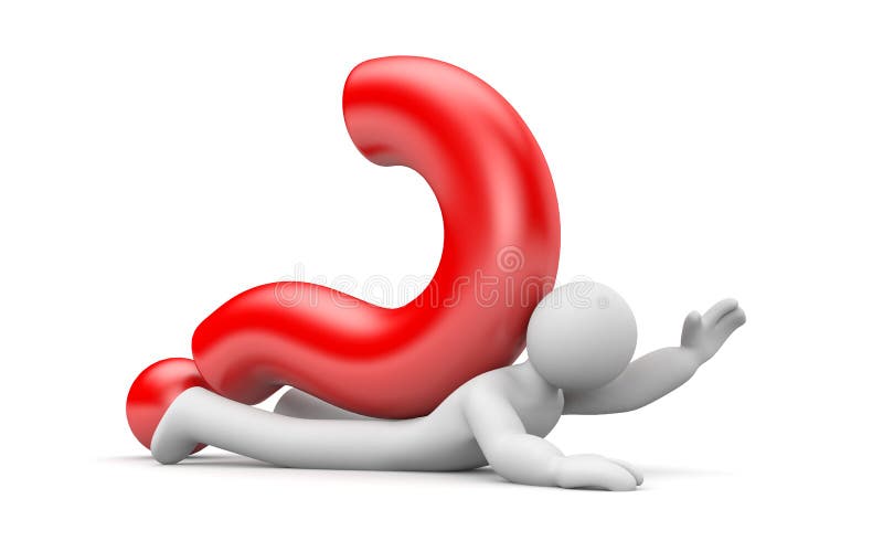 3D White Man Pressed the Question Stock Illustration - Illustration of ...