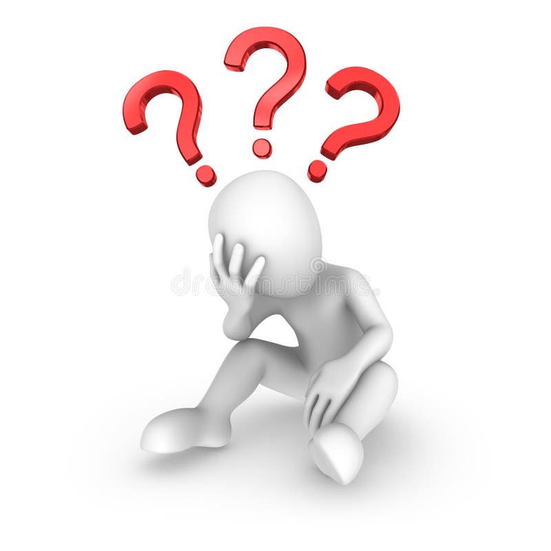 3d White Man with Question Marks Over His Head Stock Illustration ...