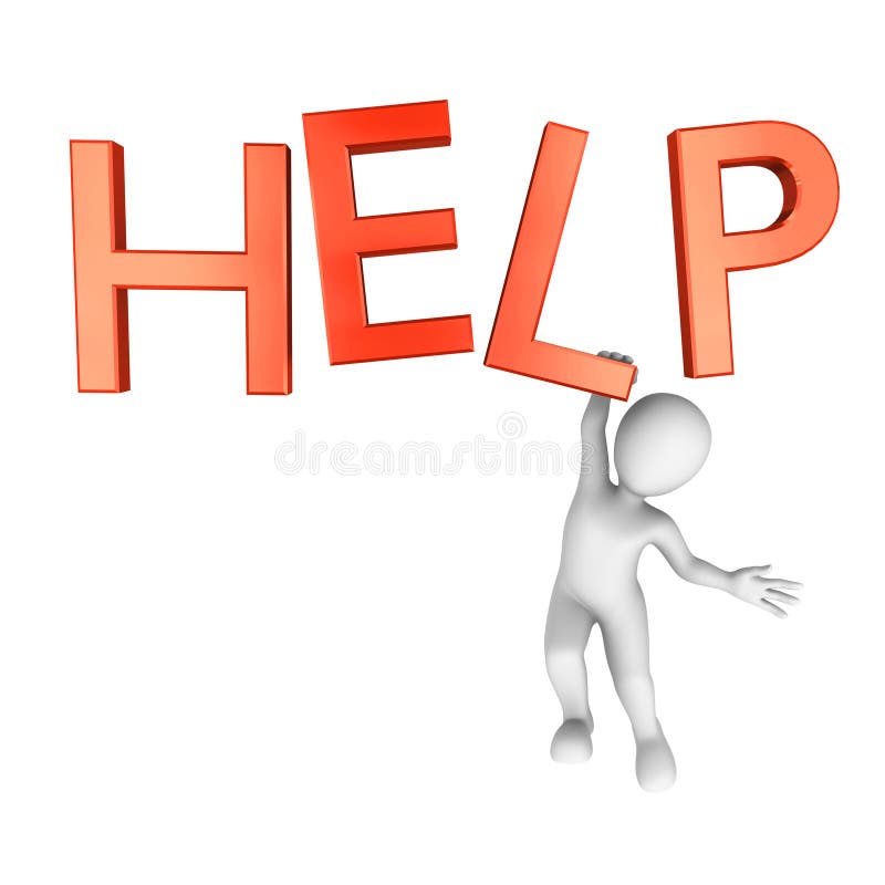 3d White Man and Red Help Text. Stock Illustration - Illustration of ...