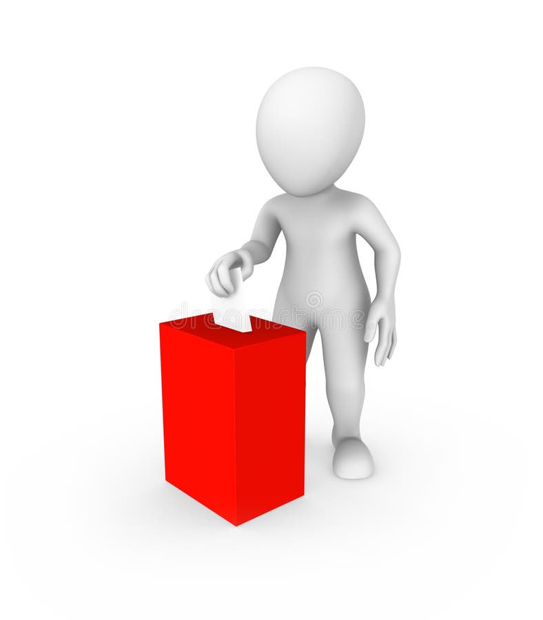 3d White Man and Red Vote Box. Stock Illustration - Illustration of ...