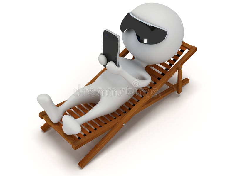 3d White Man Relax with Smartphone Stock Illustration - Illustration of ...