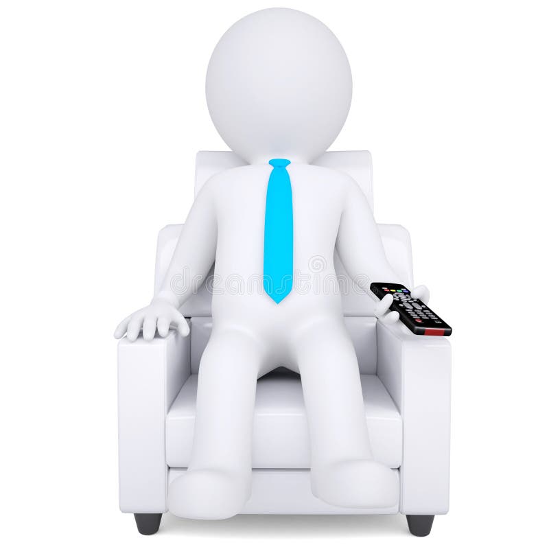 3d White Man Sitting Chair Remote Control Stock Illustrations – 3 3d ...