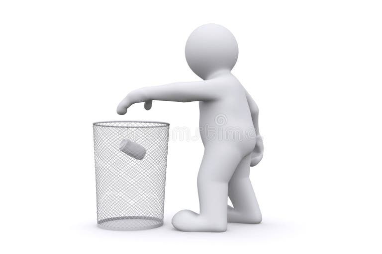 3d White Man Throwing Can in Garbage. Stock Illustration - Illustration ...