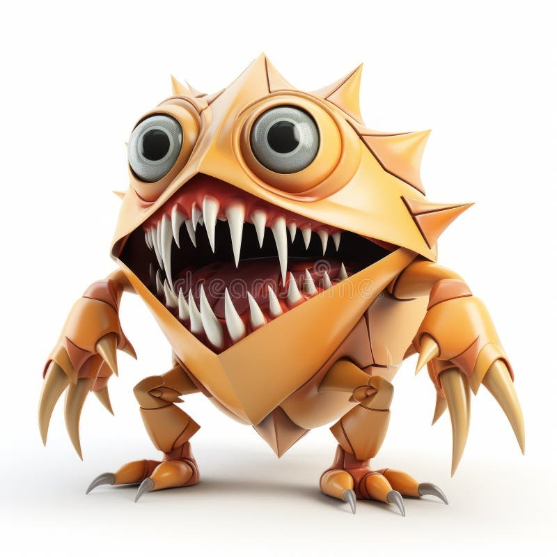 Geometric Animal Figure: 3d Yellow Man with Large Teeth Stock ...