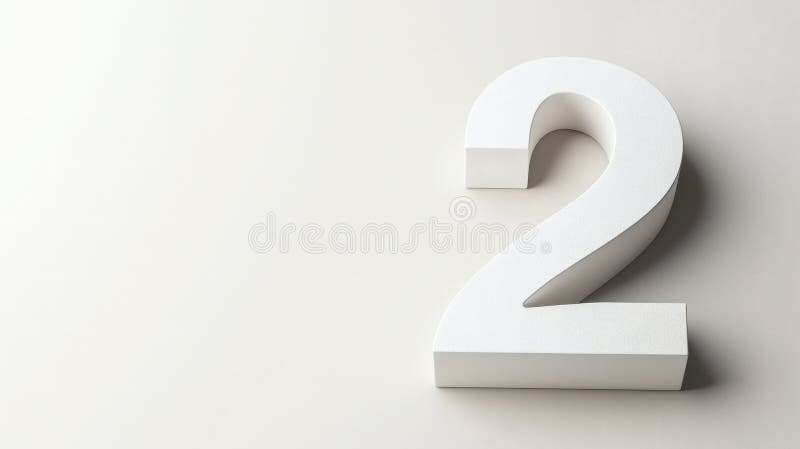 3D White Number Two on Minimalist Background Stock Illustration ...
