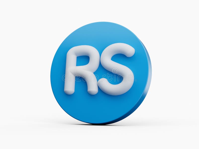 3d White Pakistani Rupee Rs Symbol with Rounded Blue Icon on White ...