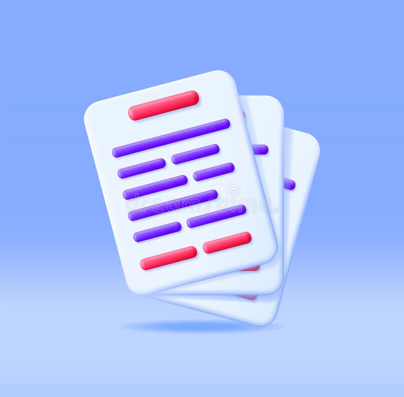3D White Paper Stack with Text Line Isolated Stock Illustration ...