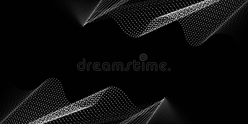 3d White Particle Wave Pattern On A Black Stock Vector Illustration Of Screen Grid 269665828