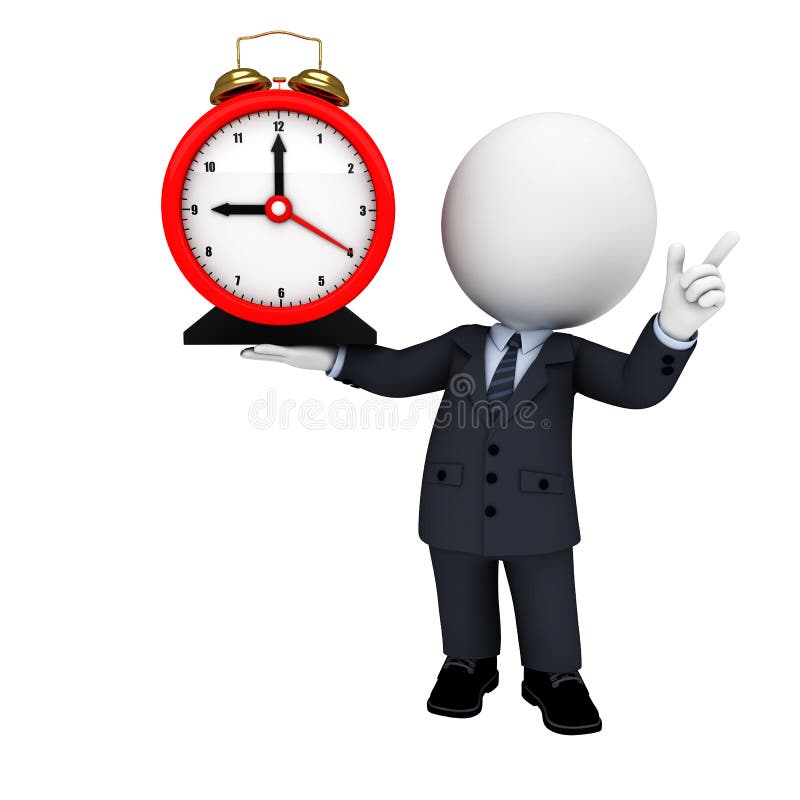 3d White People As Business Man With Clock In Hand Stock Illustration ...