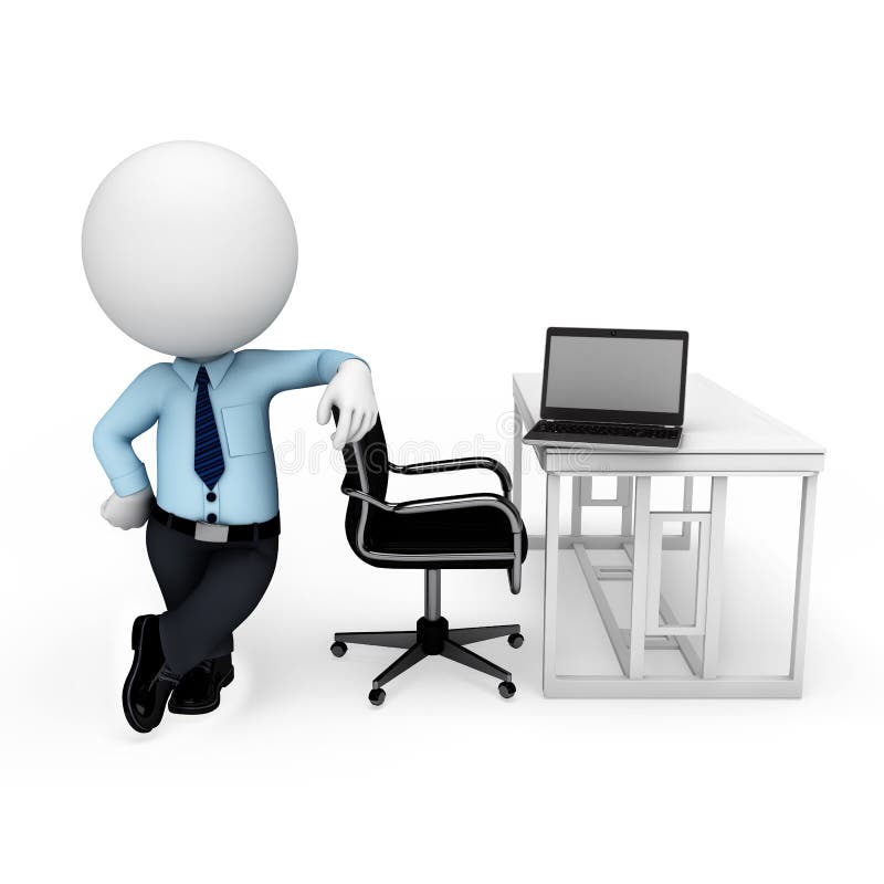 3D Stickman Working with Laptop Stock Illustration - Illustration of ...