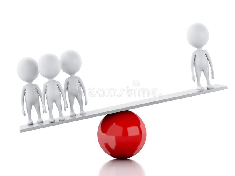 3d White People on a Balance. Team Concept, Isolated White Stock ...