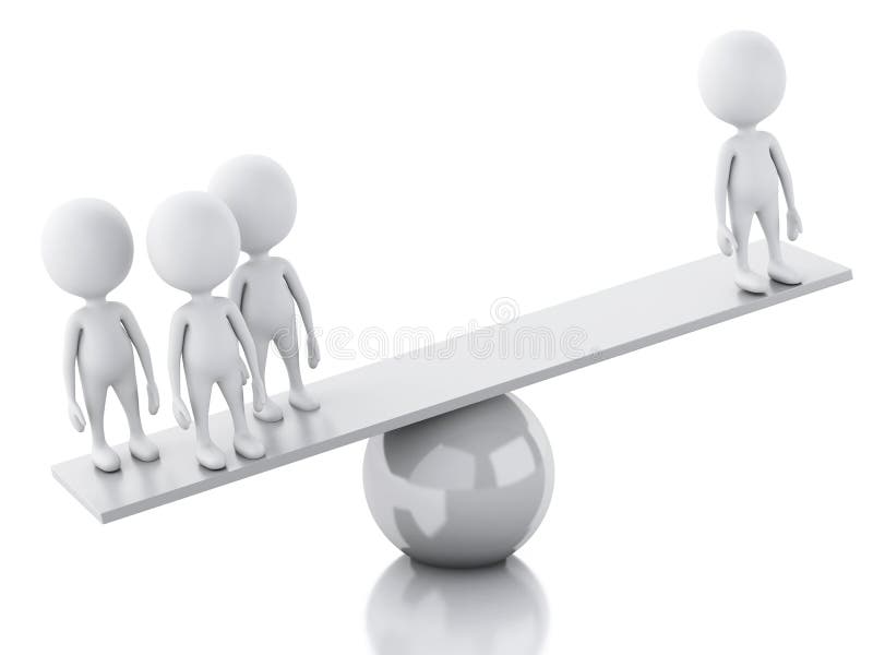 3d White People On A Balance. Team Concept, Isolated White Stock ...
