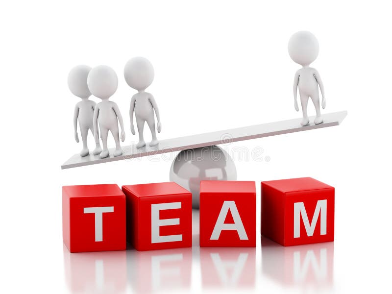 3d White People on a Balance. Team Concept, Isolated White Stock ...