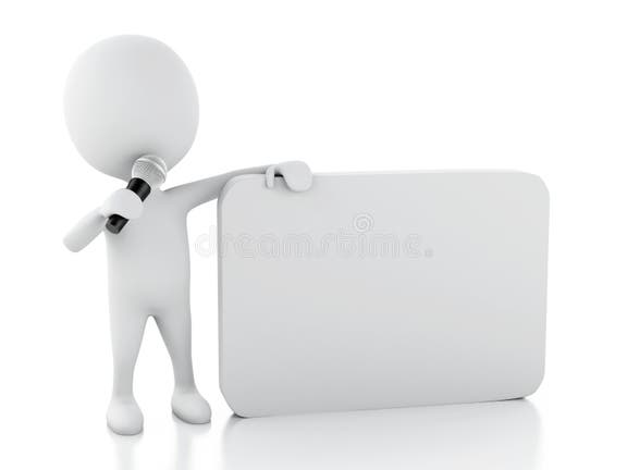 3d White People with a Blank Speech Bubble. Communication Concept Stock ...
