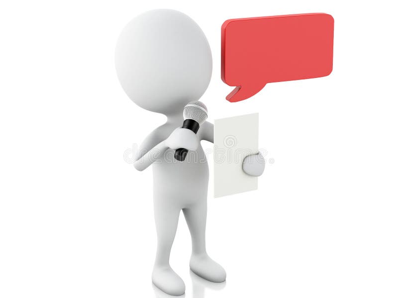 3d White People with a Blank Speech Bubble. Communication Concept Stock ...