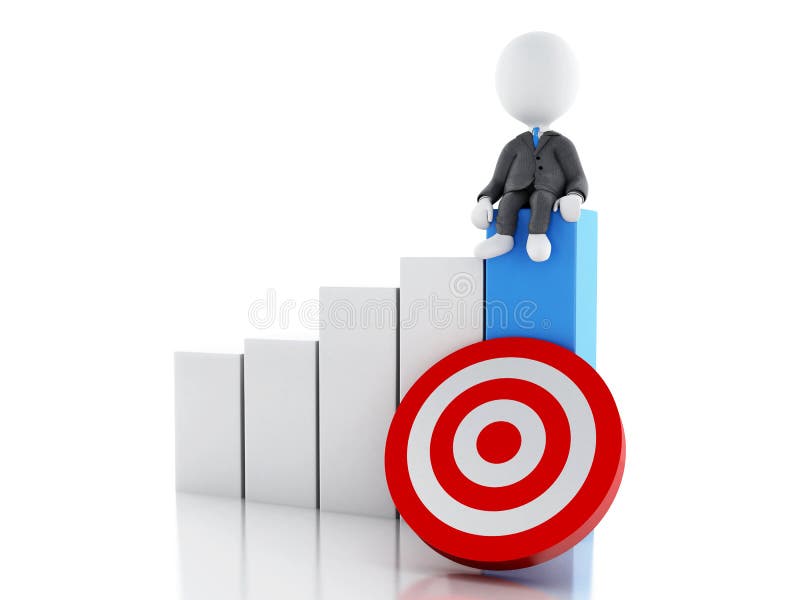 3d Bar Graph, Target And Light Bulb. Stock Illustration - Illustration ...