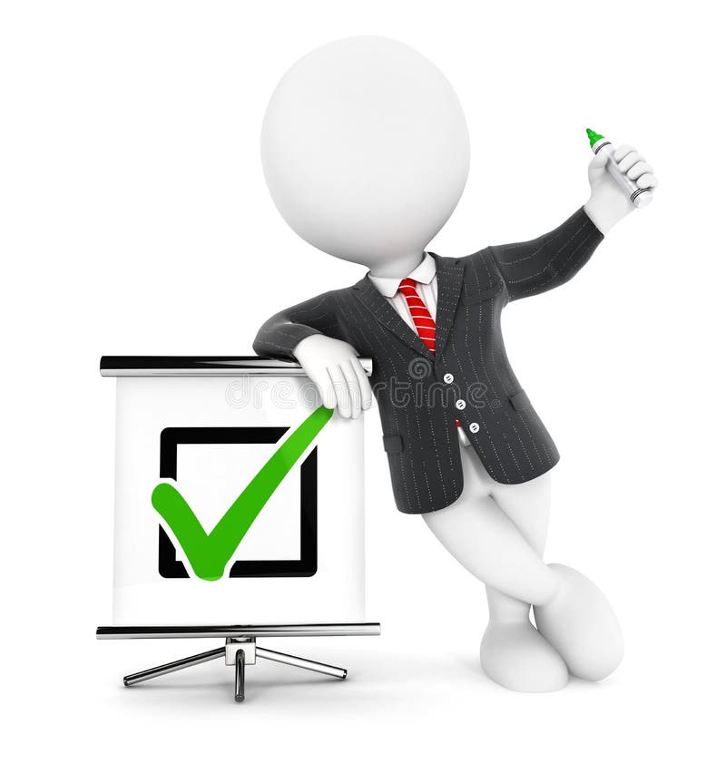 3d Businessman with a Positive Symbol Check Mark in Hands Stock ...