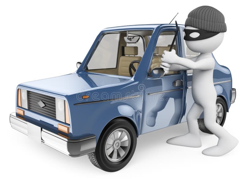 3d White People Car Thief Stock Illustration Illustration Of Hooded