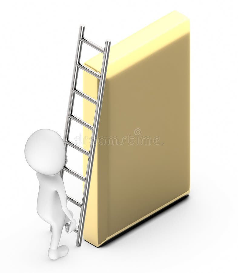 3d White People Climb Up with the Help of a Ladder Towards a Golden Bar ...