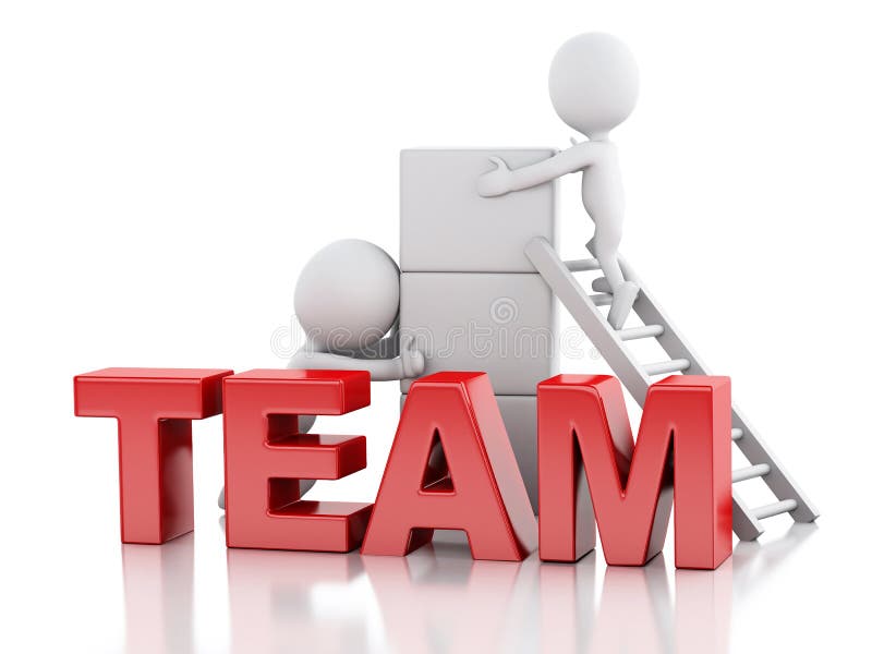 3D People Teamwork with Stairs and Letters Stock Illustration ...