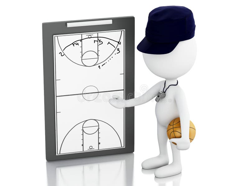 3d White People Coach with Clipboard. Stock Illustration - Illustration ...