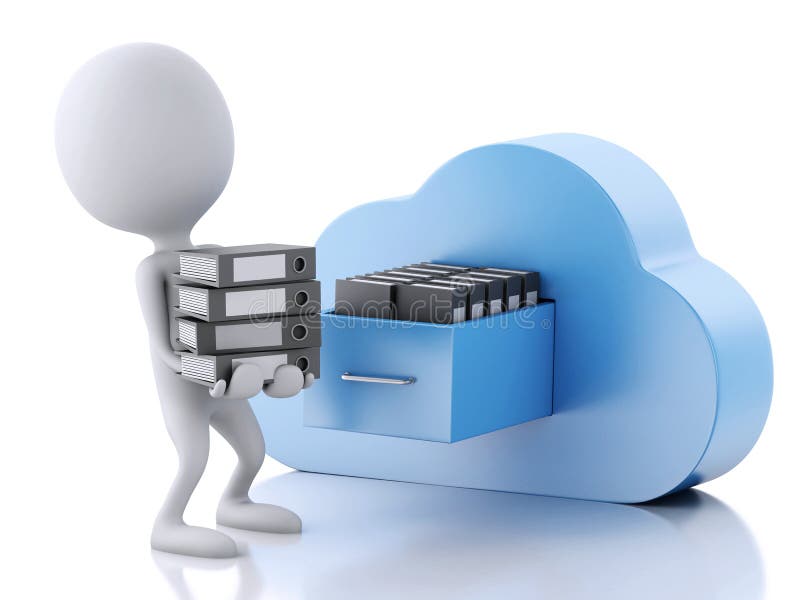 3d White People with File Storage and Cloud. Cloud Computing Con Stock ...