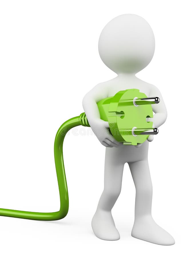 3d People Connecting Electric Cable. Stock Illustration - Illustration ...