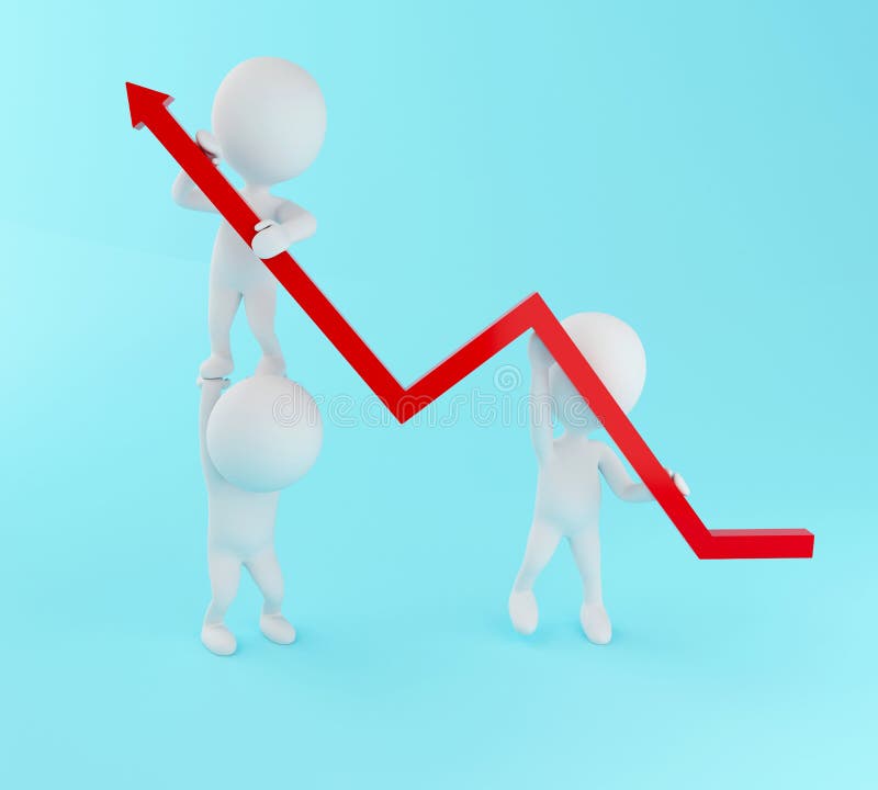3d White People with Growth Progress Arrow. Stock Illustration ...