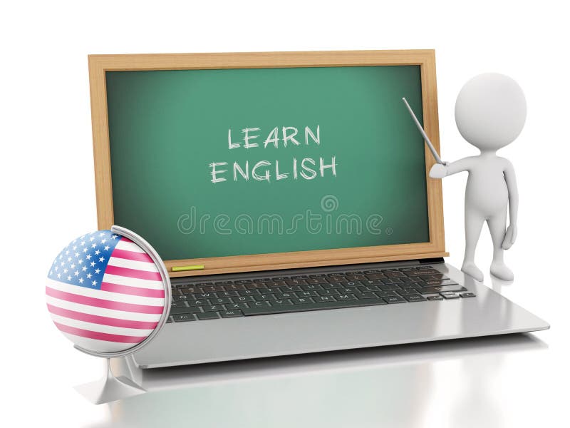 3d Learn English on Computer Keyboard. Education Concept Stock ...