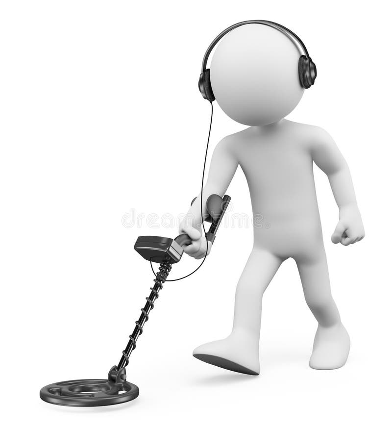 3D White People. Looking for with a Metal Detector Stock Illustration ...