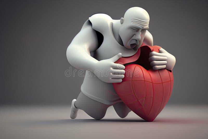 3D White People. Man with a Heart Attack Stock Illustration ...
